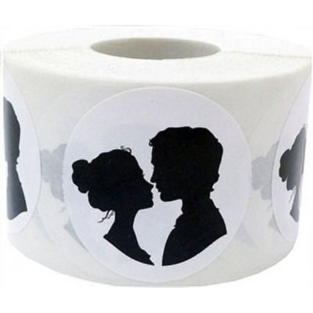 White Circle with Black Husband and Wife Silhouette Stickers, 1.5 ...