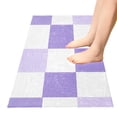 Light Purple Squares Pattern Bath Mat 39x20 Inch Soft Absorbent Non ...