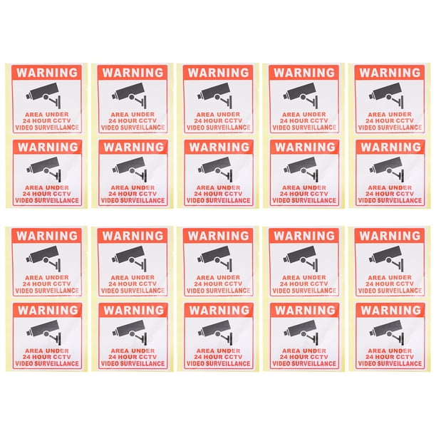 20pcs CCTV Camera Warning Signs Stickers Warning 24 Hour Video ...