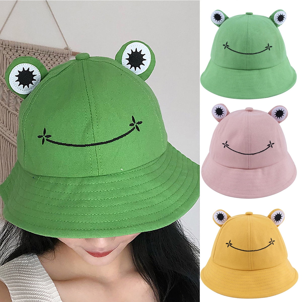 Travelwant Frog Hat for Adult Teens, Cute Frog Bucket Hat, Cotton ...