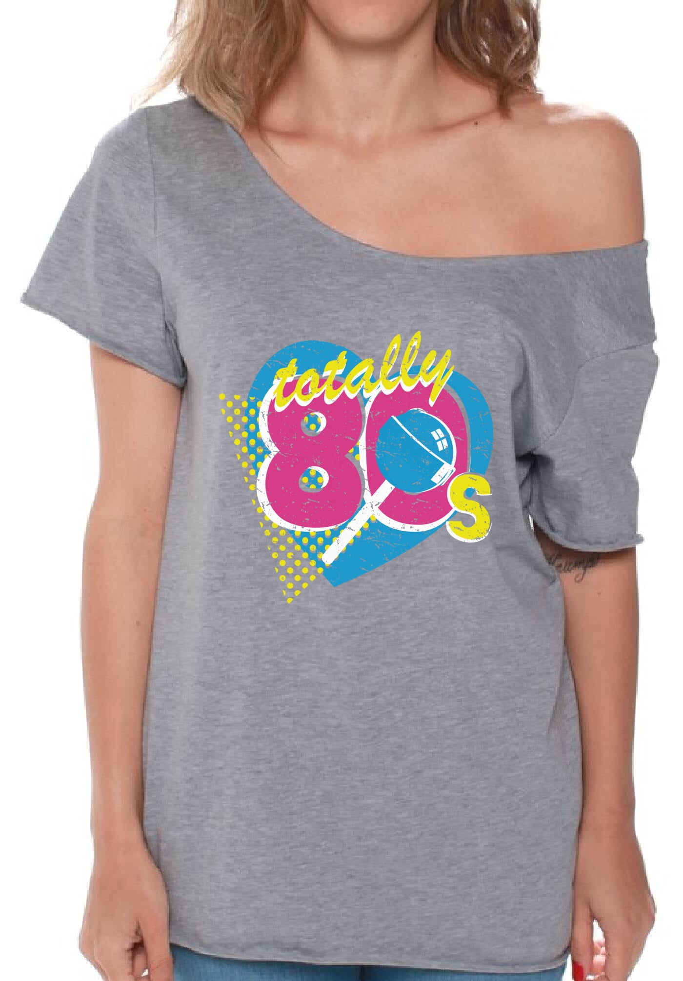 T-Shirt 80s Party Tee Gift Totally 80s Heart Color Print Shirt for ...