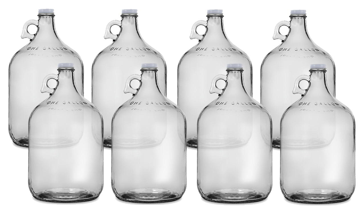 One Gallon Glass Jug with 38mm White Metal Screw Cap (Set of 8 ...