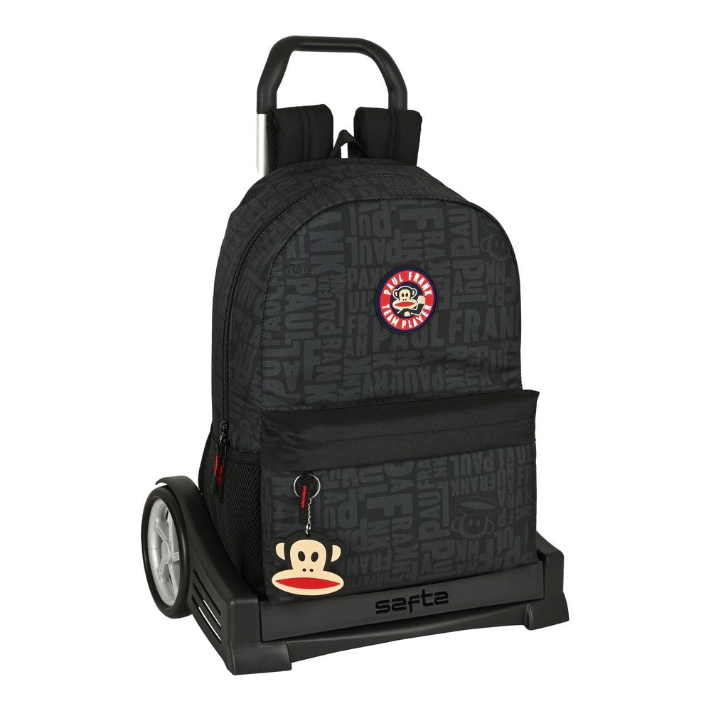 School Rucksack with Wheels Paul Frank Team Player Black (30 x 46 x 14 ...
