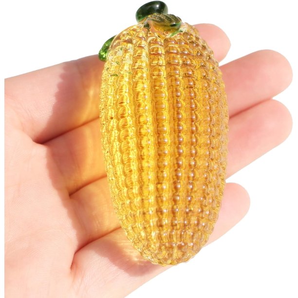 shiyou-Crystal Yellow Corn Ornaments Glass Maize Handmade Food ...