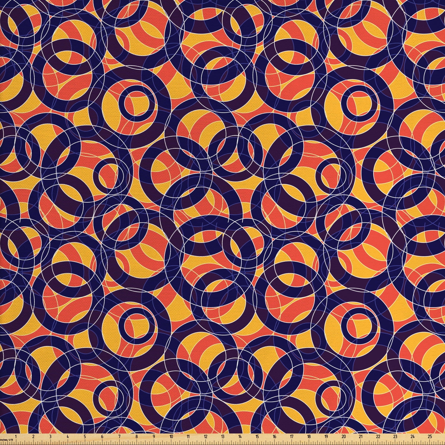 Abstract Fabric by the Yard, Overlapping Circles in Vibrant Colors ...