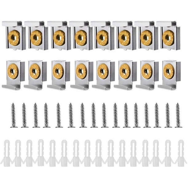 4 Sets/16pcs Spring Loaded Mirror Hanger Clips Set Frameless Mirror ...