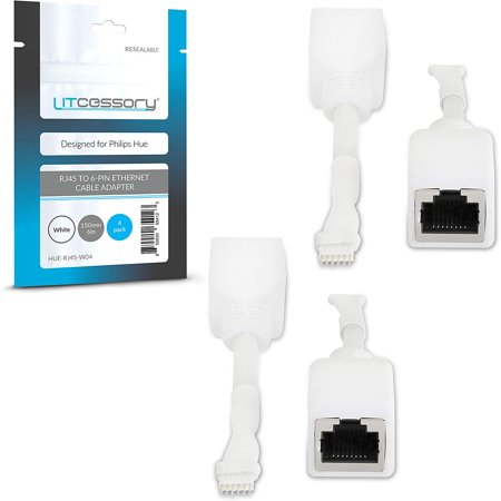 RJ45 to 6-Pin Ethernet Cable Adapter for Philips Hue Lightstrip Plus (4 ...
