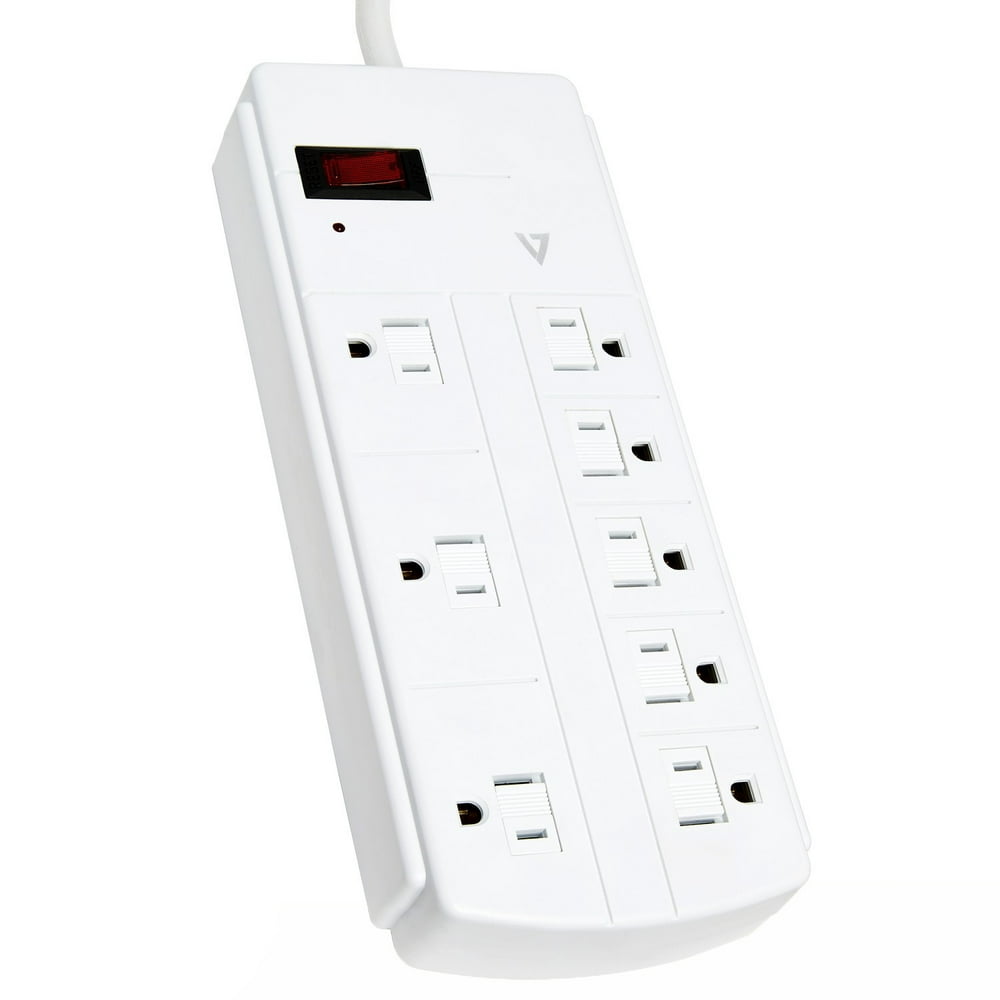 V7 8-Outlet Home and Office Surge Protector, White - Walmart.com ...
