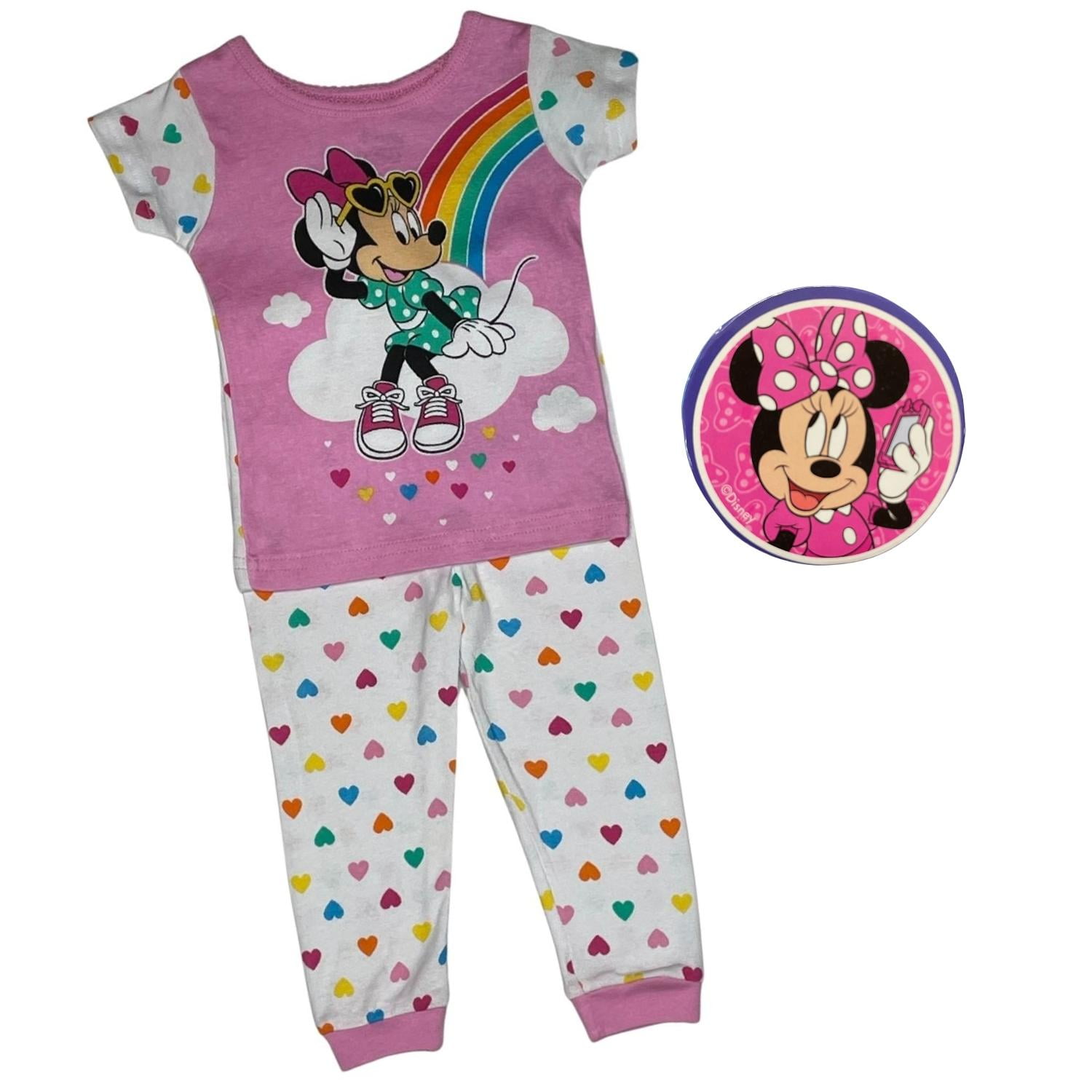 Disney Toddler Girl Minnie Mouse Rainbow & Hearts 2pc PJ Set & Foam ...