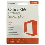 Microsoft Office 365 Personal | 1 Year, 1 User, PC/Mac | Word Program ...