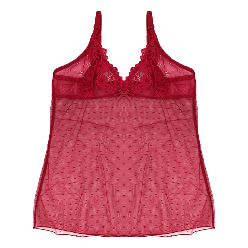 Babydoll de mesh con detalles de encaje color rojo Carnival mod. 3265 ...