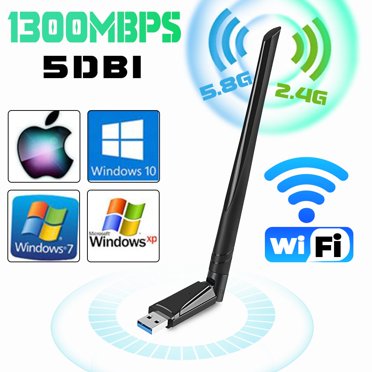 1200Mbps USB WiFi Adapter for Desktop or PC, TSV Dual Band 2.4G/ 5G AC ...