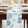 Blue Coastal Burlap Cotton Table Runner 13x120 Inches Long, Shell ...