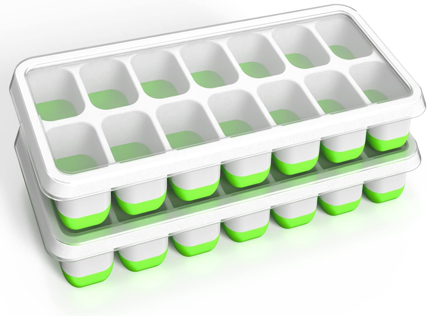Ice Cube Tray, Silicone Ice Tray with Stackable and Spill-Resistant Lid ...