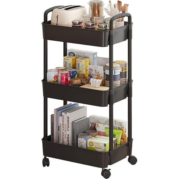 LEZZYRUCK Rolling Utility Cart 3-Tier Rolling Cart with wheels Storage ...