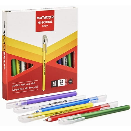 Matador HI-SCHOOL Ballpen, Fine-Point (0.6 mm), Black Ink, 24 Counts ...