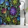 Flowers Shower Curtains for Bathroom, Abstract Gradient Blue Green ...
