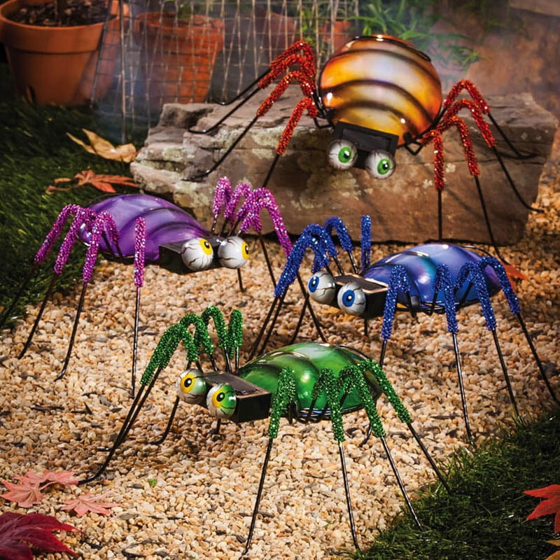 Google Eyed Lighted Spider Statuary, 4 Assorted colors - Walmart.com
