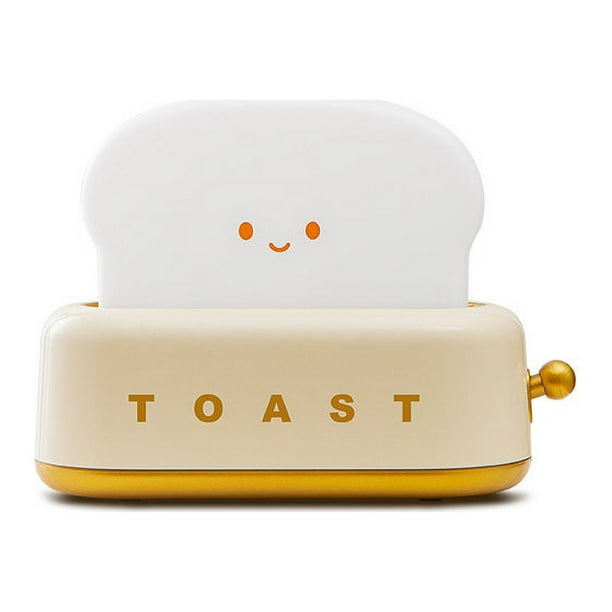 Rechargeable Small Lamp with Smile Face Toast Bread Cute Toaster Shape ...