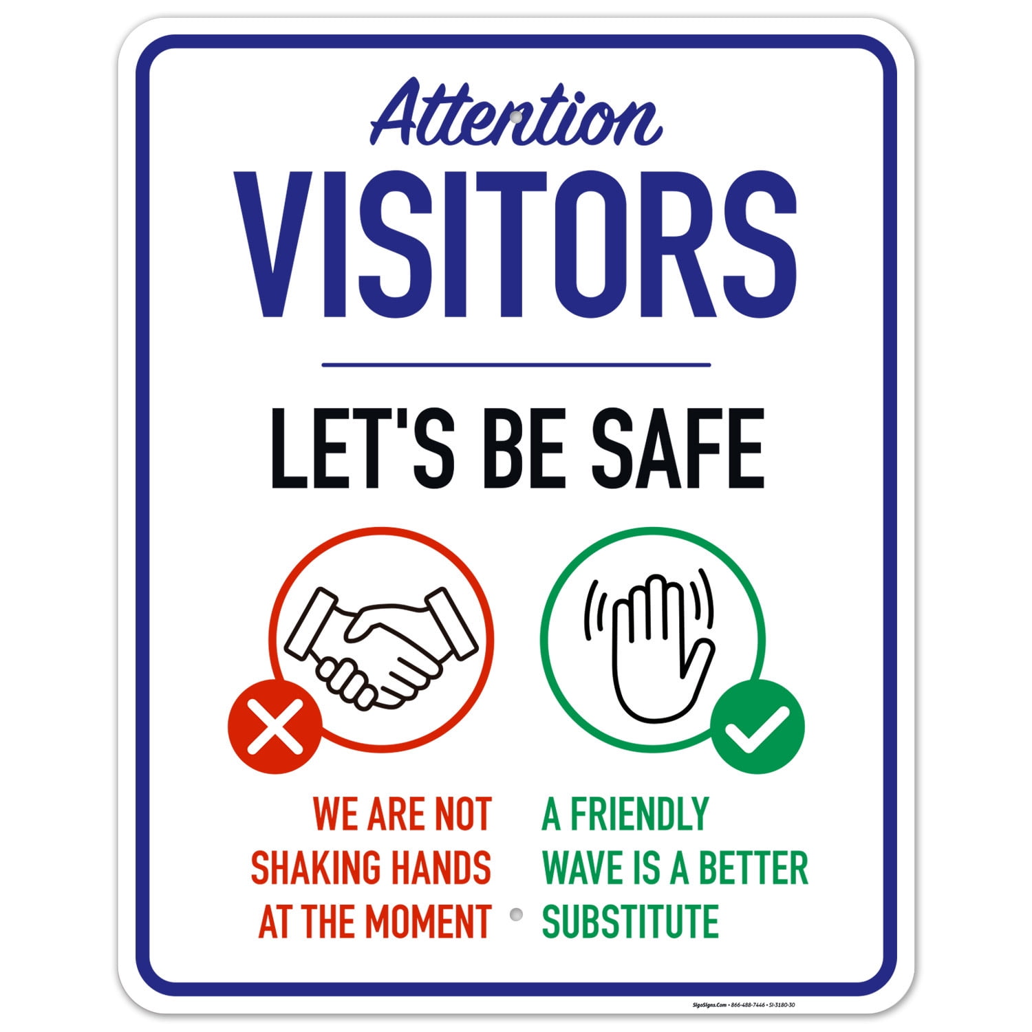 Attention Visitors Let's Be Safe Sign, Social Distancing Sign, 24x30 ...