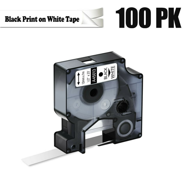 100PK For Dymo D1 LabelPoint 100 150 200 Label Black on White Tape ...