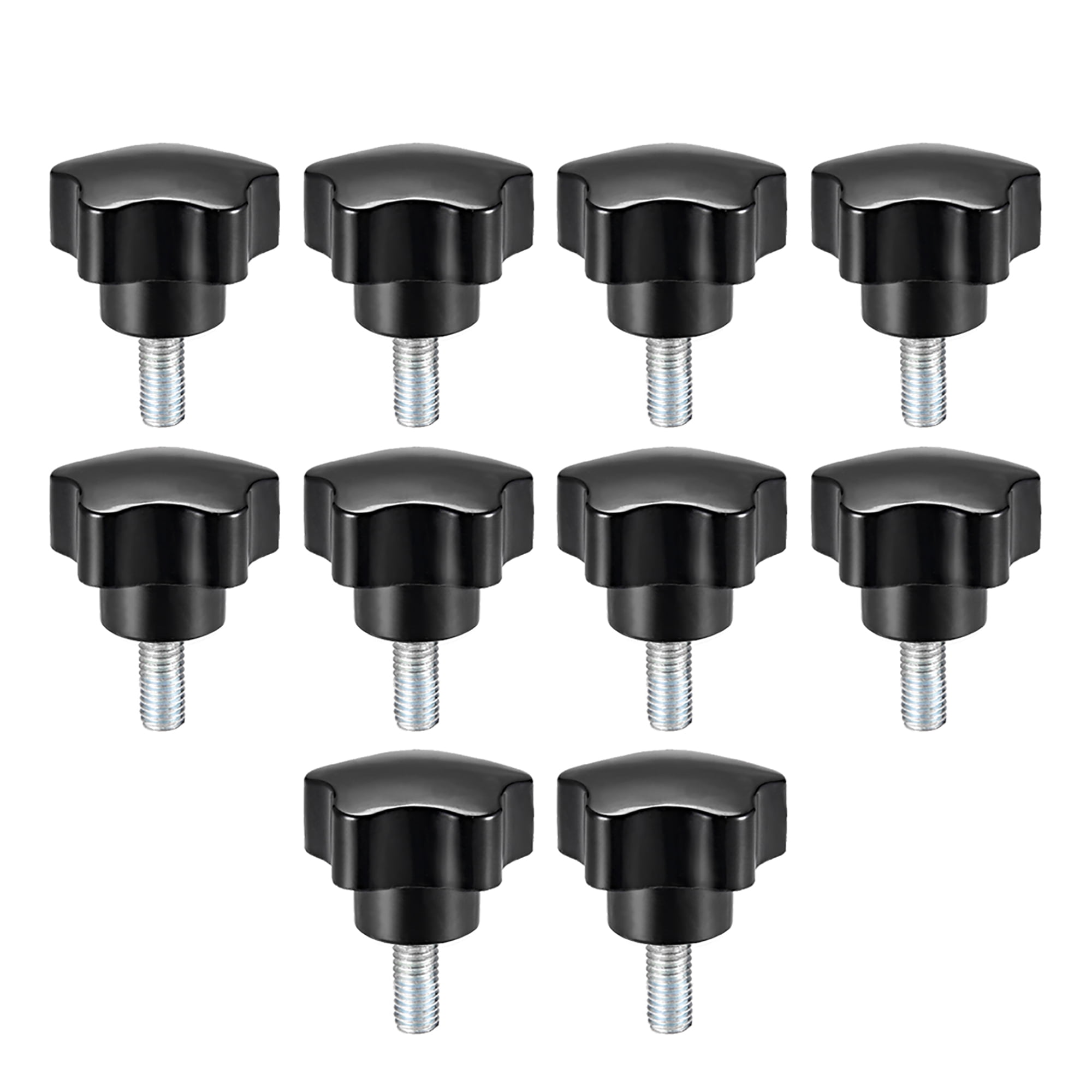 Uxcell M8 x 10mm Male Thread 31mm Head Star Knobs Zinc Plated Black 10 ...