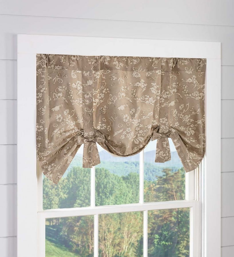 Plow & Hearth Floral Damask Bow Tie Window Valance - Walmart.com