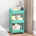 3-Tier Plastic Rolling Utility Cart with Handle, Multi-Functional ...