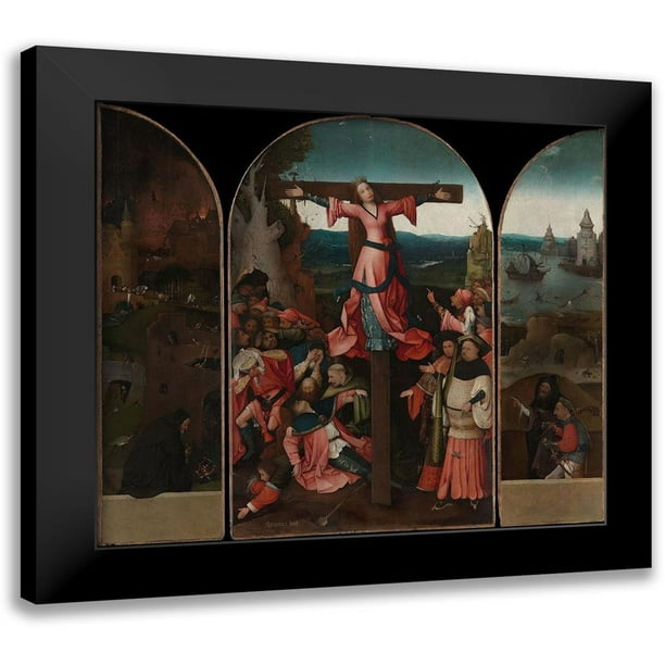 Bosch, Hieronymus 22x20 Black Modern Framed Museum Art Print Titled - Triptych of the crucified ...
