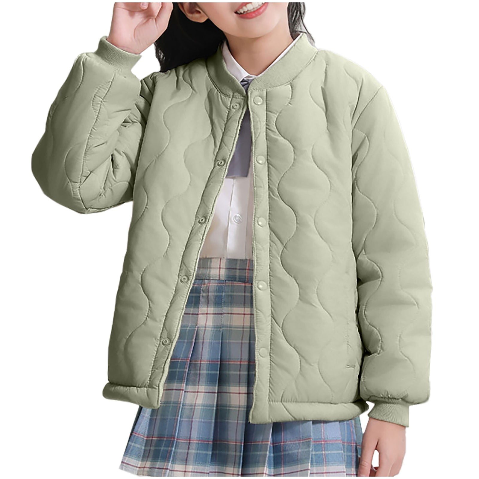 Click here for Hoksml Girls Fleece-Lined Puffer Jacket Solid Colo... prices