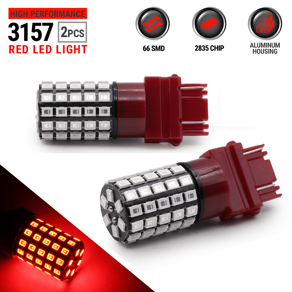 Syneticusa 3157 Red LED Brake Stop Parking Light Bulbs - Walmart.com