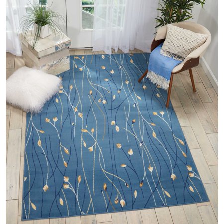 Light Blue Botanical Area Rug by Pinewood Grove - Walmart.com - Walmart.com