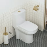 HOROW Small One Piece Toilets Dual Flush 1.28GPF Morden Bathroom Toilet ...