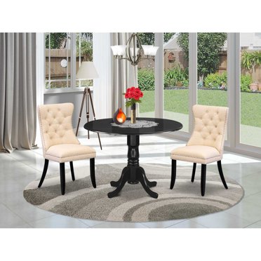 HomeStock City Sleek 3Pc Dinette Set Includes A Round Dining Room Table ...