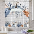 3 Pieces Swag Kitchen Curtains Set, Blue Thanksgiving Fall Valance Swag ...