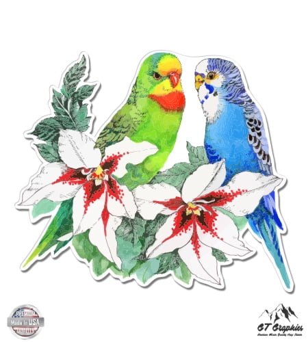Cute Parakeets Design Modern - 8" Vinyl Sticker - For Car Laptop I-Pad ...