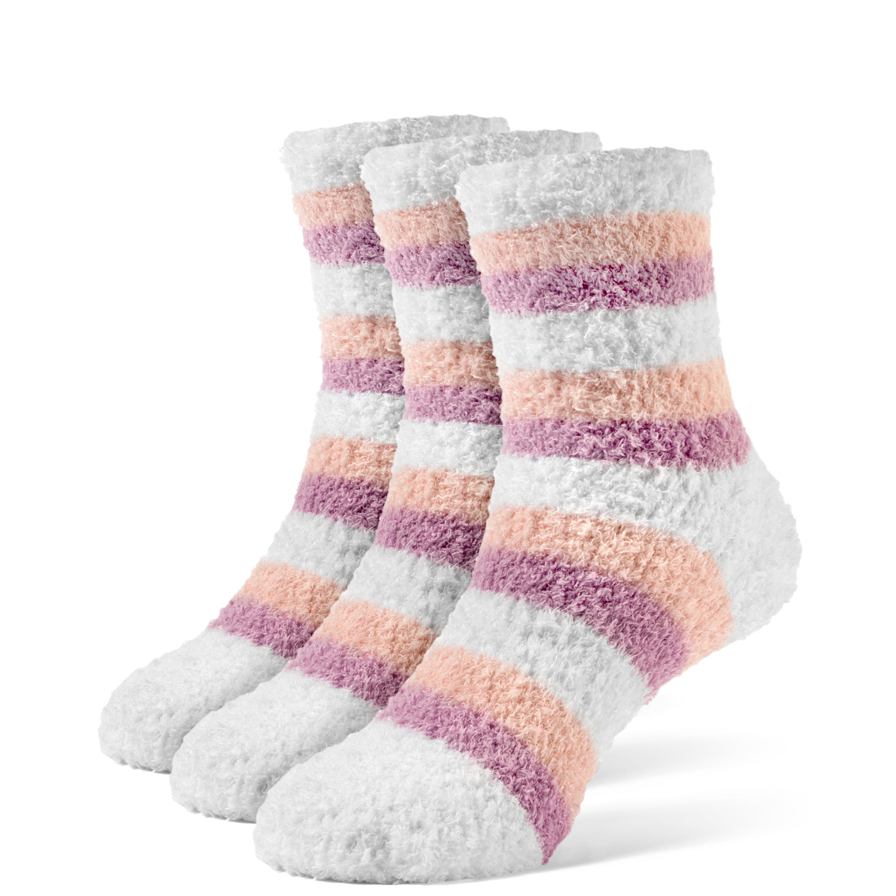 Galiva Girls' Striped Fuzzy Quarter Cozy Socks - 3 Pairs - Walmart.com