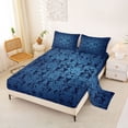 jejeloiu Nautical Damask Queen Sheets,Blue Print Queen Sheet Sets For ...