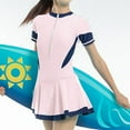 Girls Swimsuit Summer Cute Plus Size Short Sleeve Dress Style Onesie Swimsuits Girls Swimwear