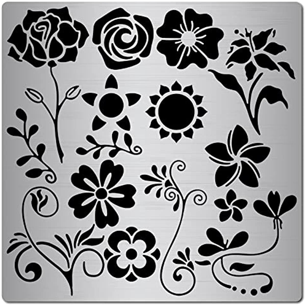 6.3 Inch Metal Rose Stencil Flowers Vines Template Stainless Steel ...