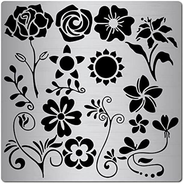 6.3 Inch Metal Rose Stencil Flowers Vines Template Stainless Steel ...