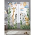 Cartoon Animals Sheer Curtains 84 inches Long 2 Panels Set Giraffe ...