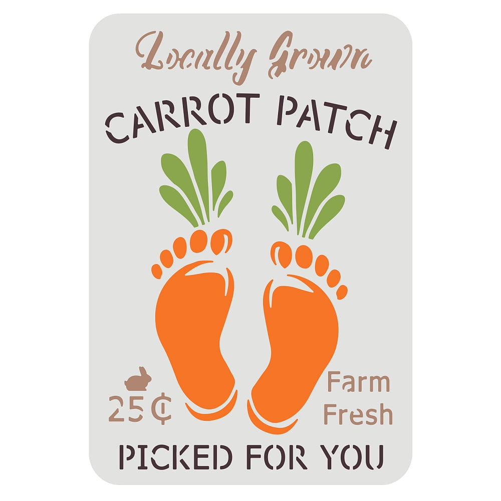 1pc Carrot Patch Stencil Locally Grown Carrots Farm Sign Stencil Foot Print Stencil Plastic Farm ...