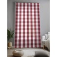 Burgundy White Sheer Curtains 108 Inch Long 1 Panel Buffalo Plaid ...