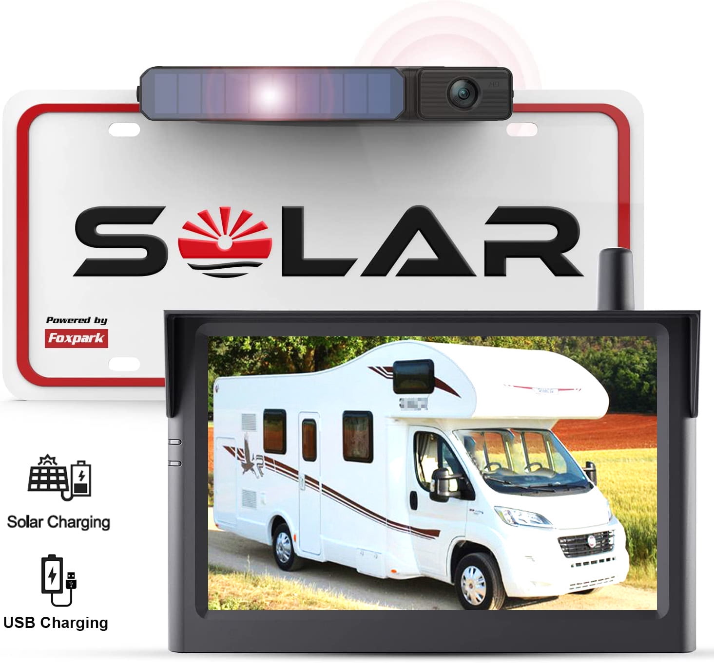Foxpark Solar Wireless Backup Camera for Campervans 2 Channels RV ...