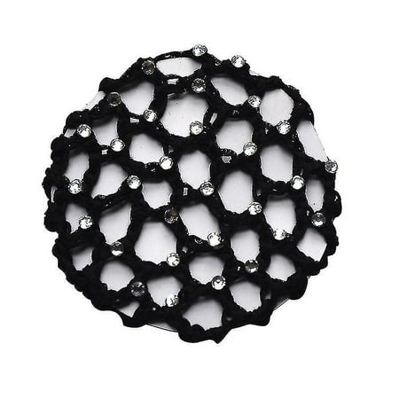 Girls Knotted Rhinestone Hair Net Ballet Dance Gymnastics Bun（Black ...