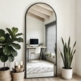 58"x18" Arched Full Length Mirror with Stand, Aluminum Frame ...