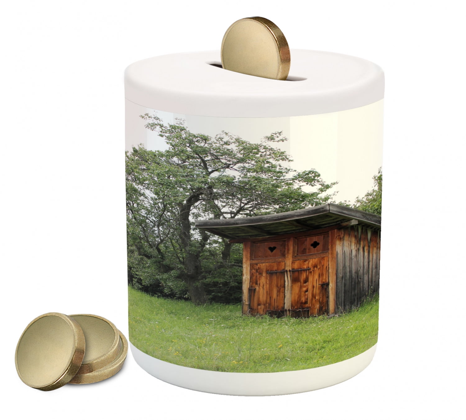 Outhouse Piggy Bank, Wooden Little Hut Barn Shed Cottage in Nature ...