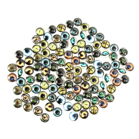 100Pcs 10mm Luminous DIY Time Glass Stickers Round Animal Eyes Pattern ...