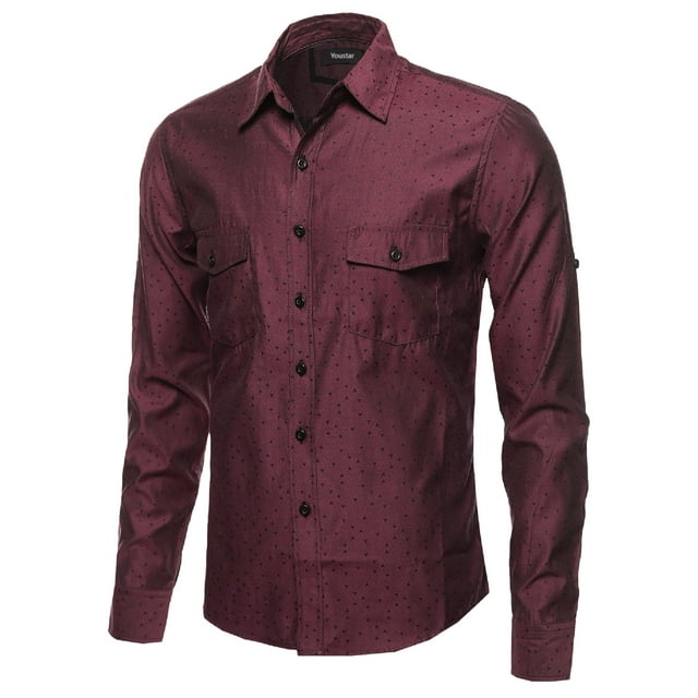 FashionOutfit Men's Long Sleeve Patterned Button Down Shirt - Walmart.com